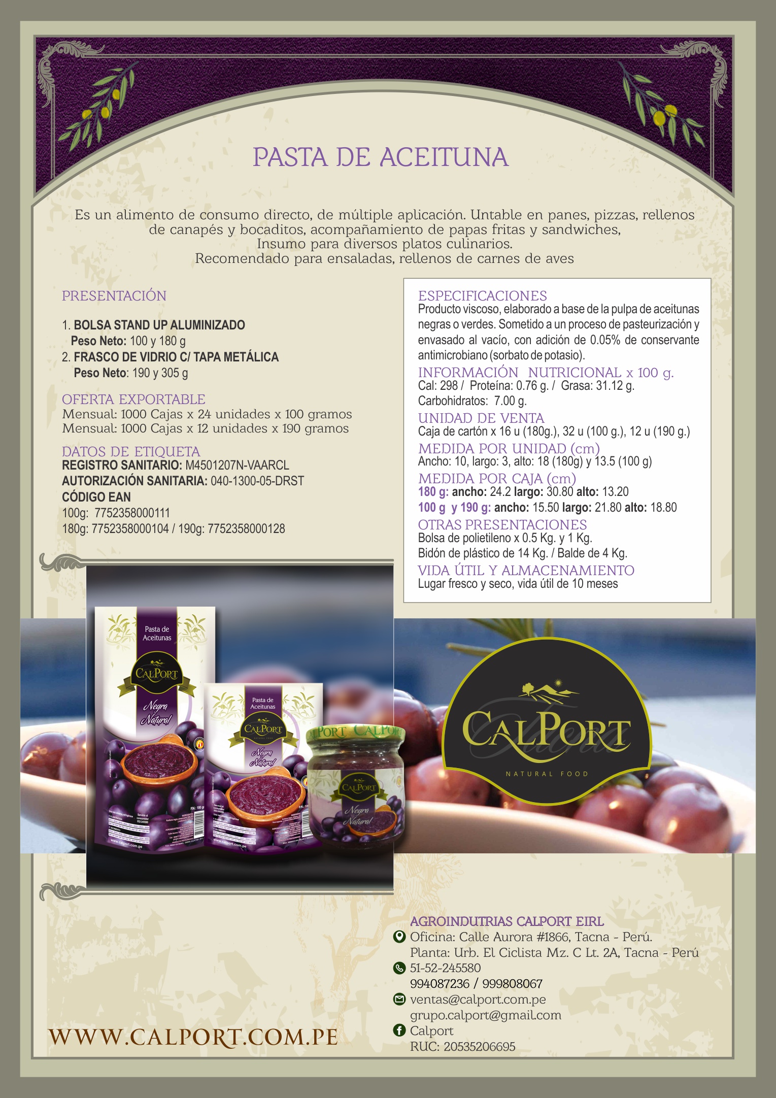 Agroindustrias Calport | Aceitunas y Aceite de Oliva de calidad premium"